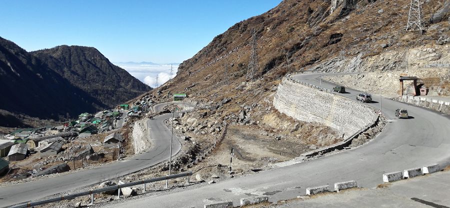 Nathu La, a paved mountain road in the Himalayas