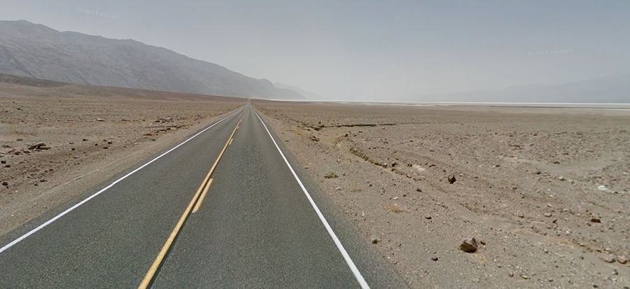 The road to Badwater Basin, the lowest point in North America