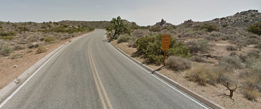 A road to Keys View, the principal overlook in Joshua Tree NP