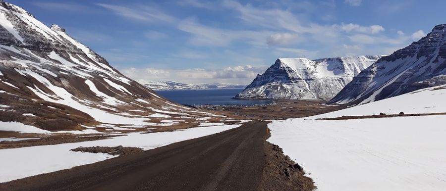 The road to Bolafjall Mountain is subject to strong winds