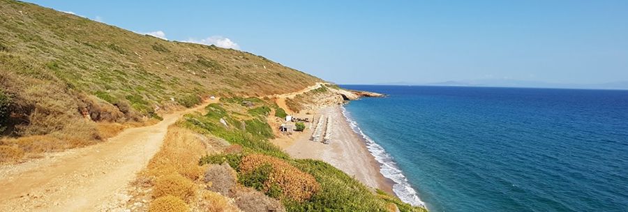 A wild gravel road to Lagada Beach in Greece
