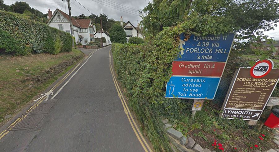 Porlock Hill is the steepest A road in England