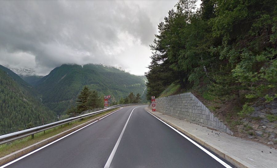 An iconic road to Simplon Pass in the Swiss Alps