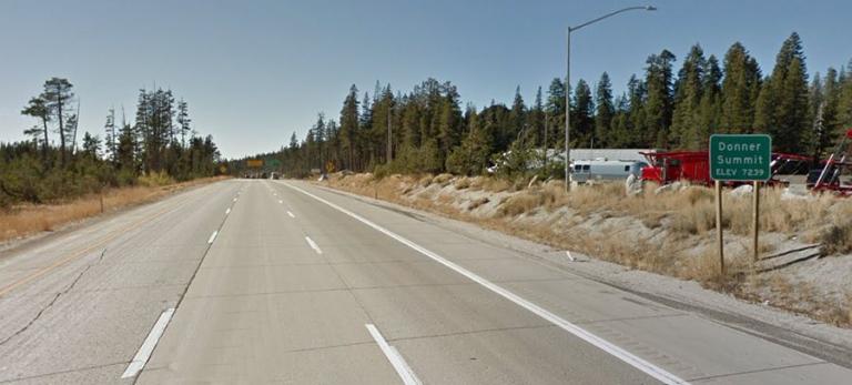 The steep road to Donner Pass in California